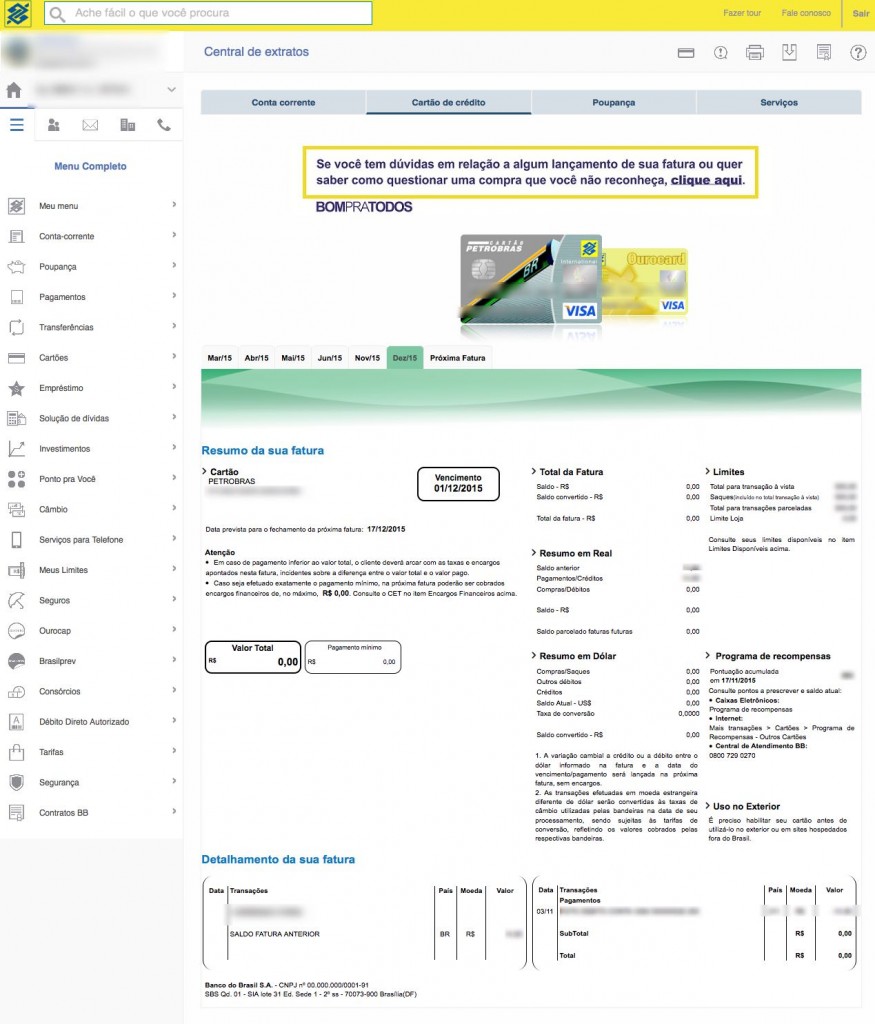 Fatura do Cartão Ourocard BB – Passo a Passo - Cartão a Crédito